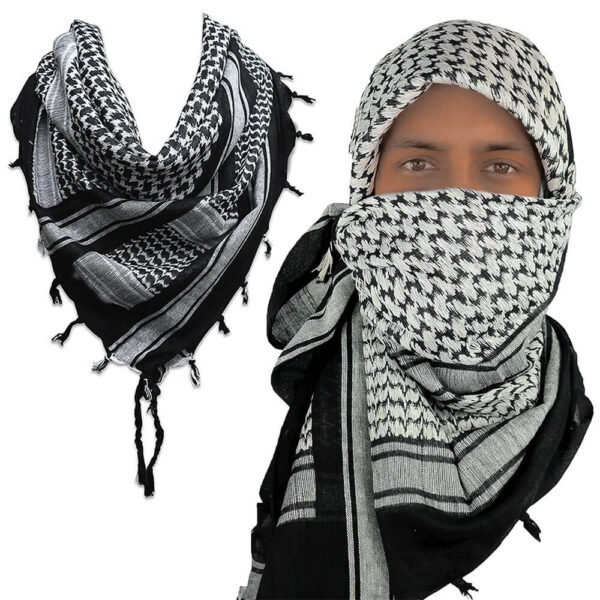 Black Grey Palestinian Keffiyeh Scarf Head Wrap Cotton Shemagh Unisex ...