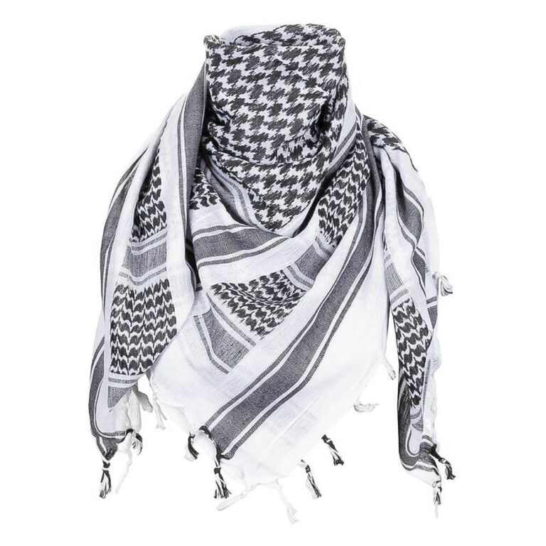 White Black Palestinian Keffiyeh Scarf Cotton Shemagh - Clara Leather ...