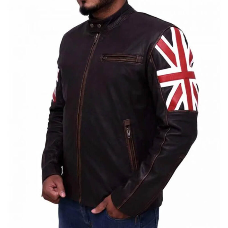 United Kingdom Flag Cafe Racer Jacket - Clara Leather Jackets